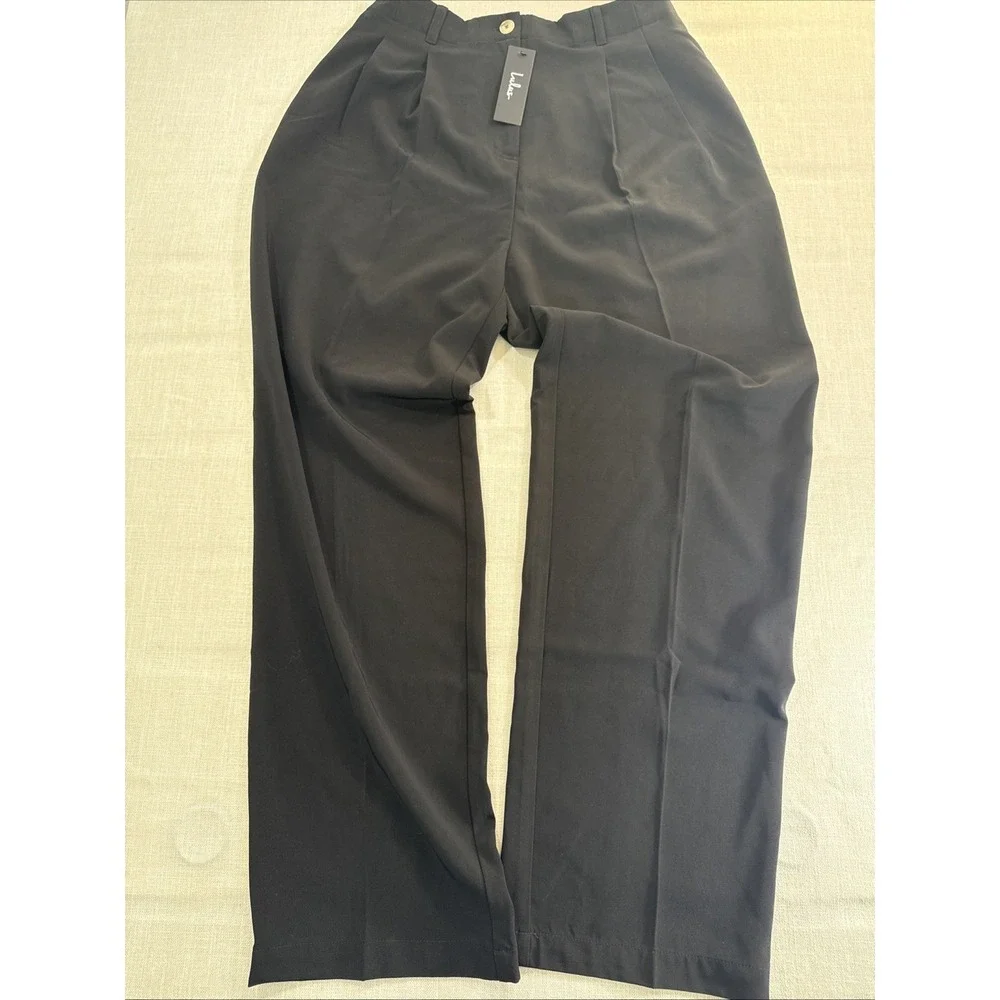 Lulus | Pants & Jumpsuits | Lulus Pants L Black Straight Leg Pleated ...